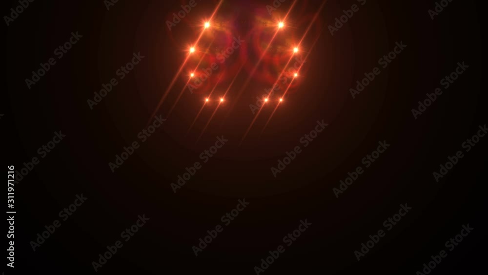 Led screen pixel light flashing with spotlights, shines, lights flare ...