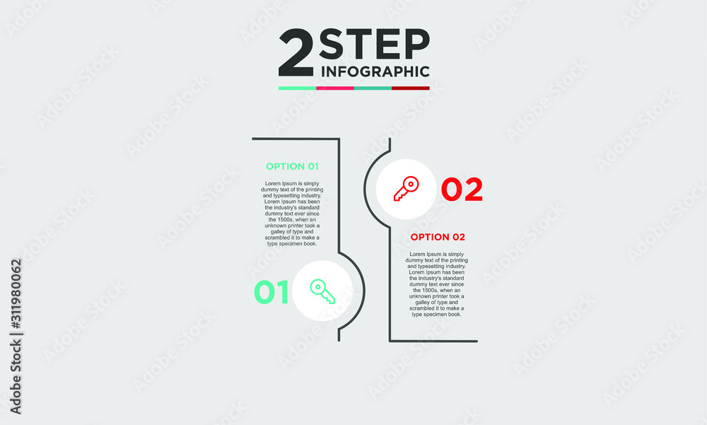 2 step infographic element. Business concept with twooptions and number ...