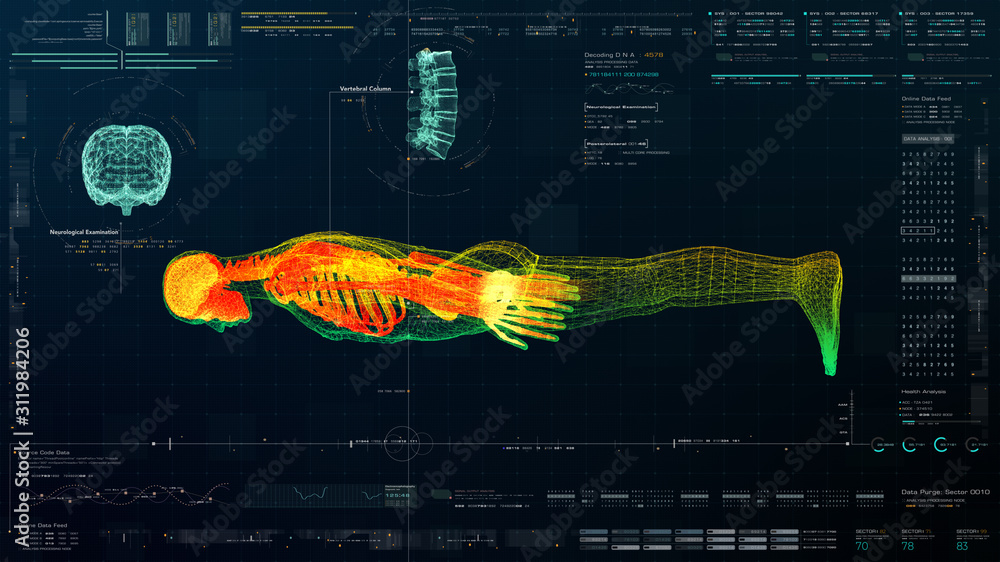 Futuristic head up display motion element virtual biomedical ...