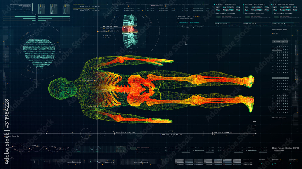 Futuristic head up display motion element virtual biomedical ...