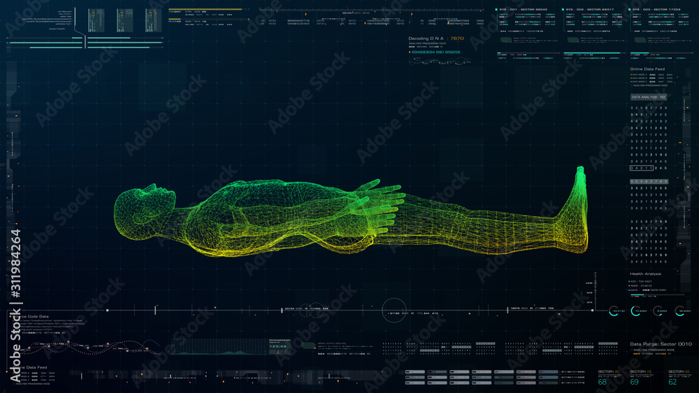 Futuristic head up display motion element virtual biomedical ...