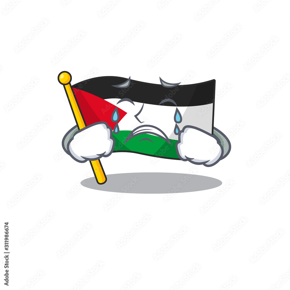 Sad Crying flag palestine Scroll cartoon character design Stock Vector ...