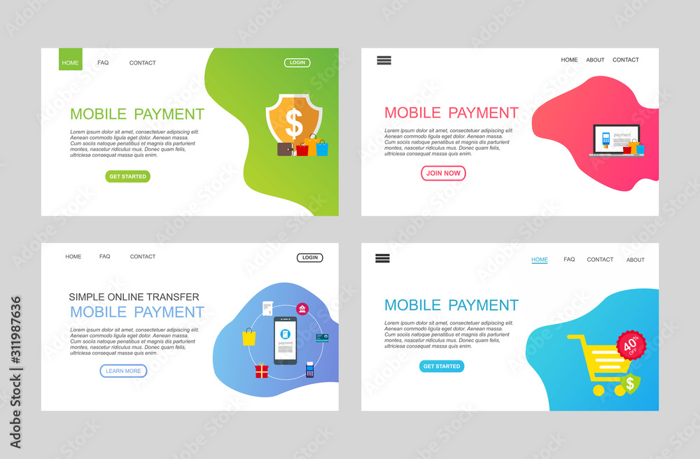 Modern flat design concept mobile payment for website and mobile ...