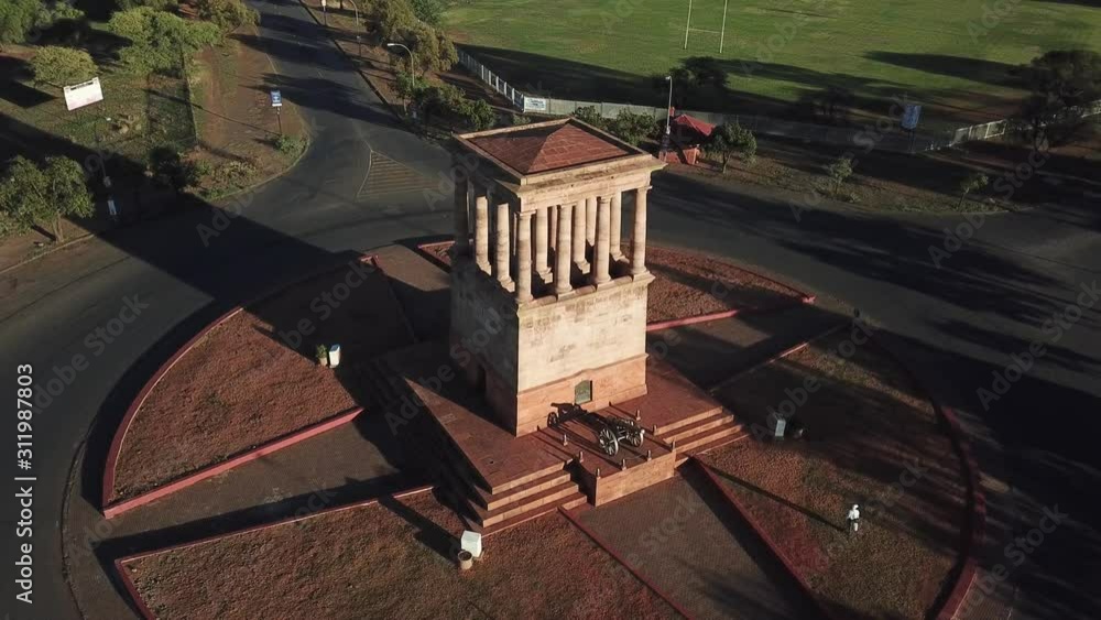4K high quality sunny sunrise aerial footage of Honoured Dead Memorial ...