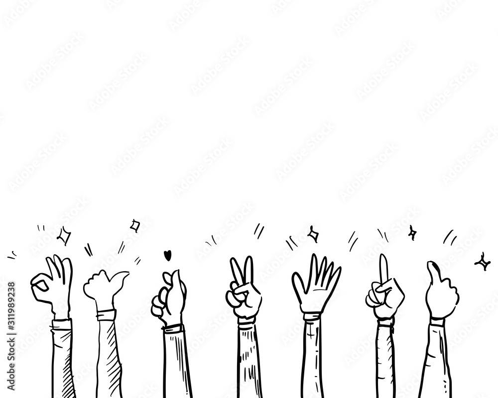 Hand Drawn sketch style of Human hands clapping ovation. applause ...