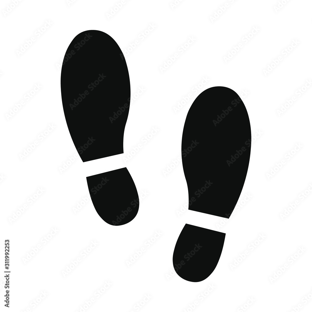 Human shoes black silhouette on white background. Foot step shoe symbol icon. เวกเตอร์สต็อก ...
