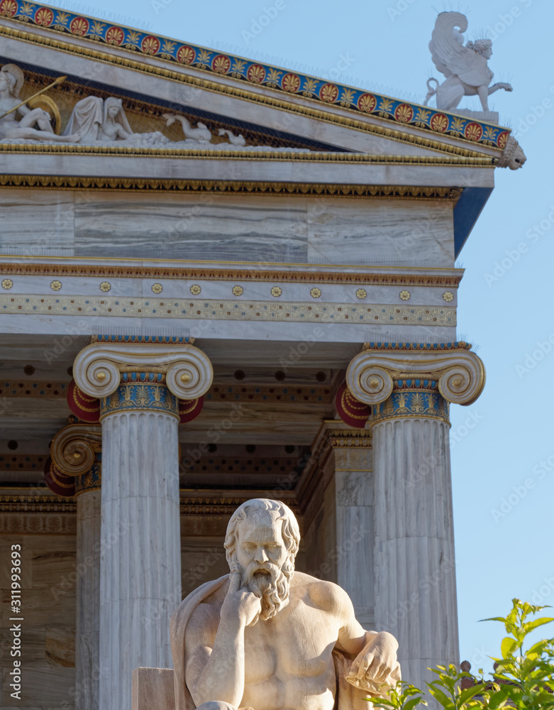 Socrates the ancient greek philosopher in front af the national academy ...