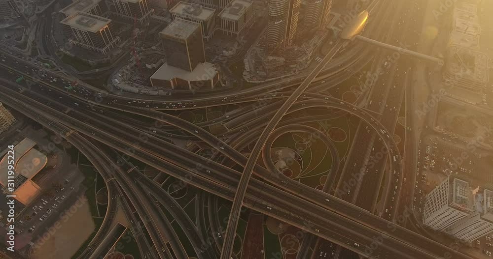 DUBAI, UAE - JANUARY 2, 2017: Aerial view of Sheikh Zayed Road desert ...
