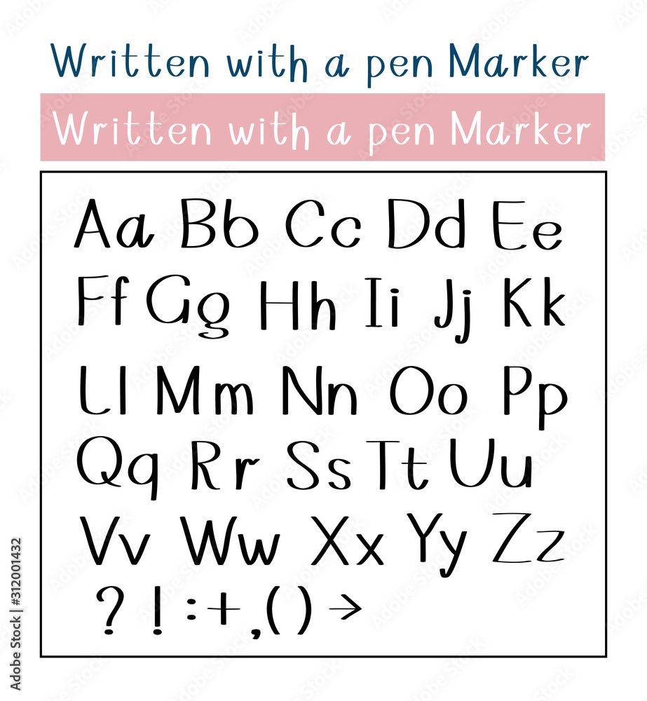 English letters with simulated handwriting markers to create a font for ...