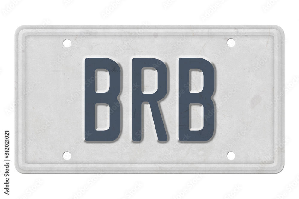 BRB License Plate Isolated Stock Photo | Adobe Stock