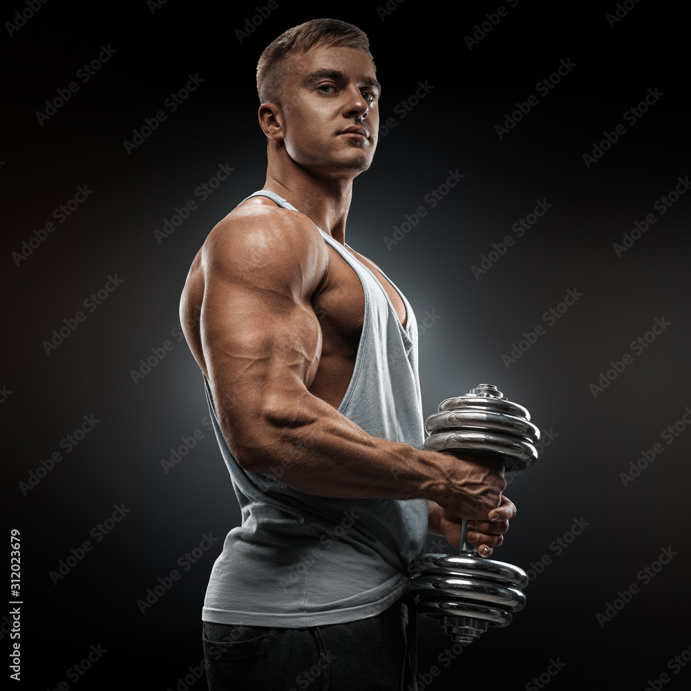Strong Athlete In Activewear Ready To Doing Pumping Up Muscles With
