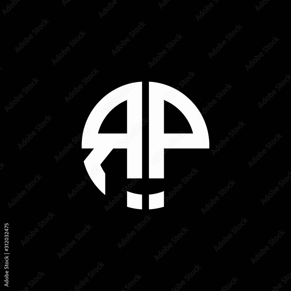 RP monogram logo circle ribbon style design template Stock Vector ...