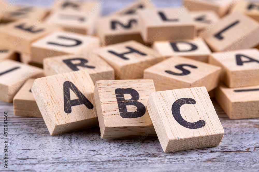 Wooden alphabet, a, b, c Stock Photo | Adobe Stock