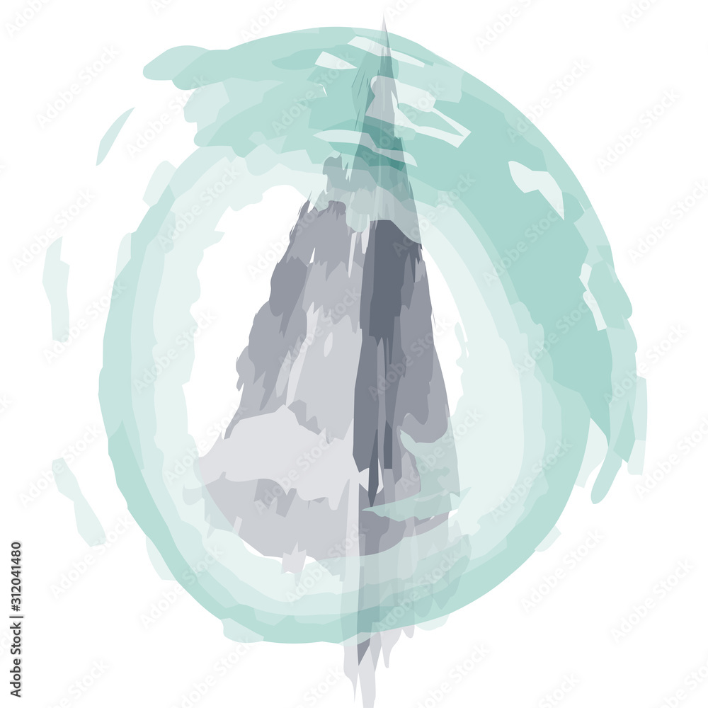 The watercolour mountain is isolated on a transparent background. Alps ...