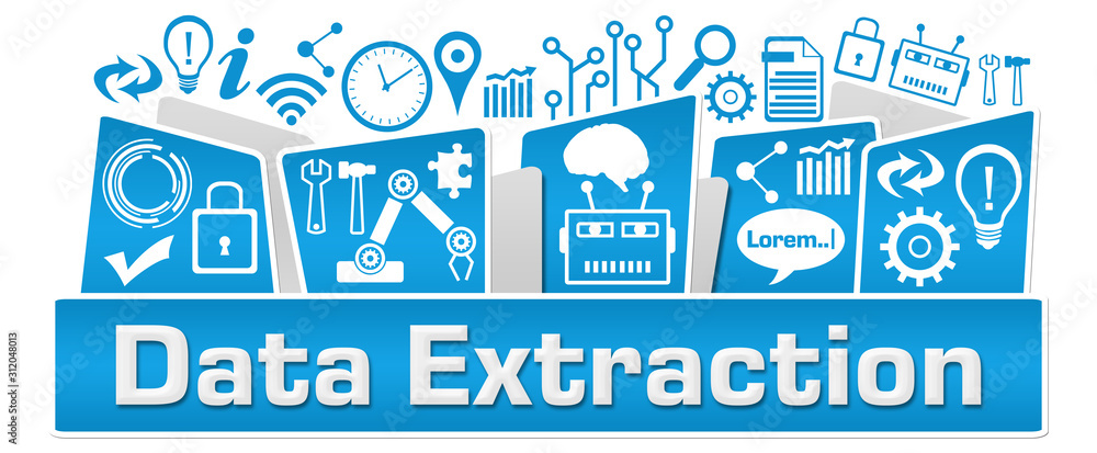 Data Extraction AI Symbols On Top Blue Stock Illustration | Adobe Stock