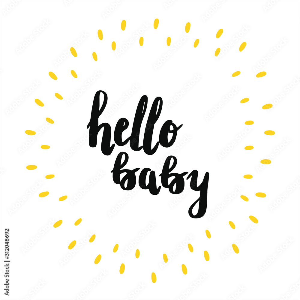 Hello Baby. vector lettering isolated on white background.Baby shower ...