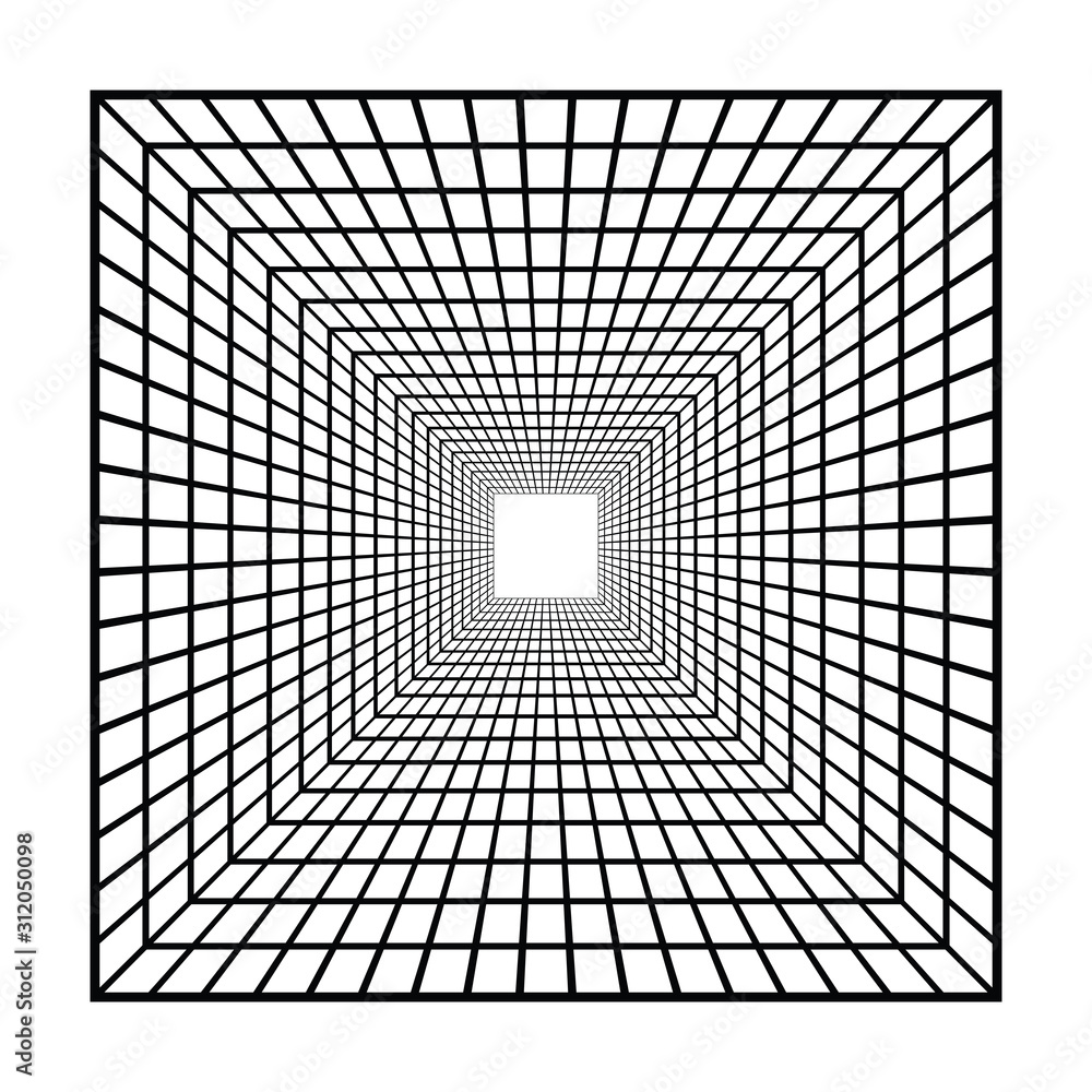 Tunnel drawing of square pixels vector Stock Vector | Adobe Stock