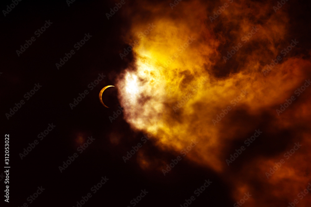Partial annular solar eclipse, known in such circumstances as a ring of ...