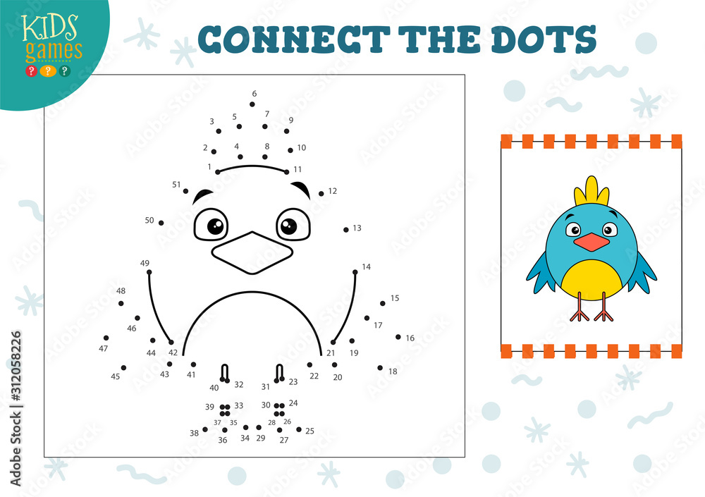 Connect the dots kids game vector illustration. Preschool children ...