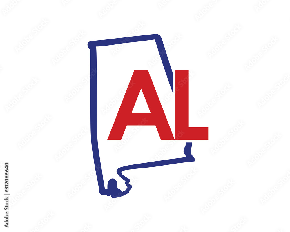 Outline Alabama Map And abbreviations Logo Design Template 002 Stock ...