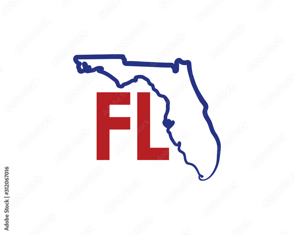 Outline Florida Map And abbreviations Logo Design Template 002 Stock ...