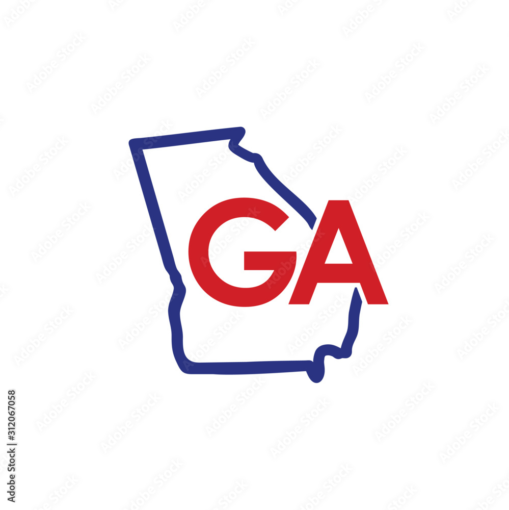 Outline Georgia Map And abbreviations Logo Design Template 002 Stock ...
