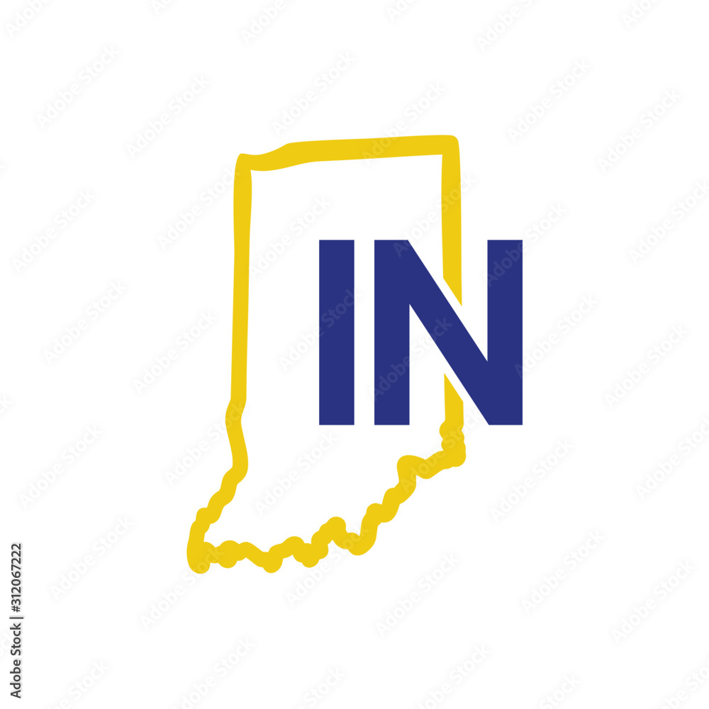 Outline Indiana Map And abbreviations Logo Design Template 002 Stock ...