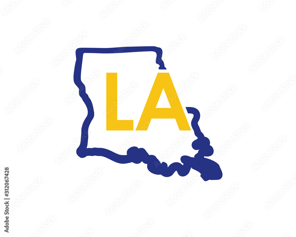 Outline Louisiana Map And abbreviations Logo Design Template 002 Stock ...
