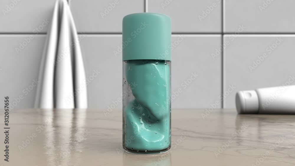3d design of antiseptic gel or lotion in the bathroom entourage. Cgi of ...