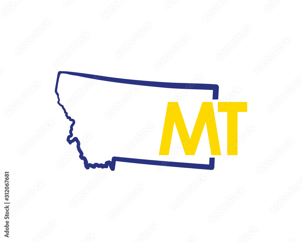 Outline Montana Map And abbreviations Logo Design Template 002 Stock ...