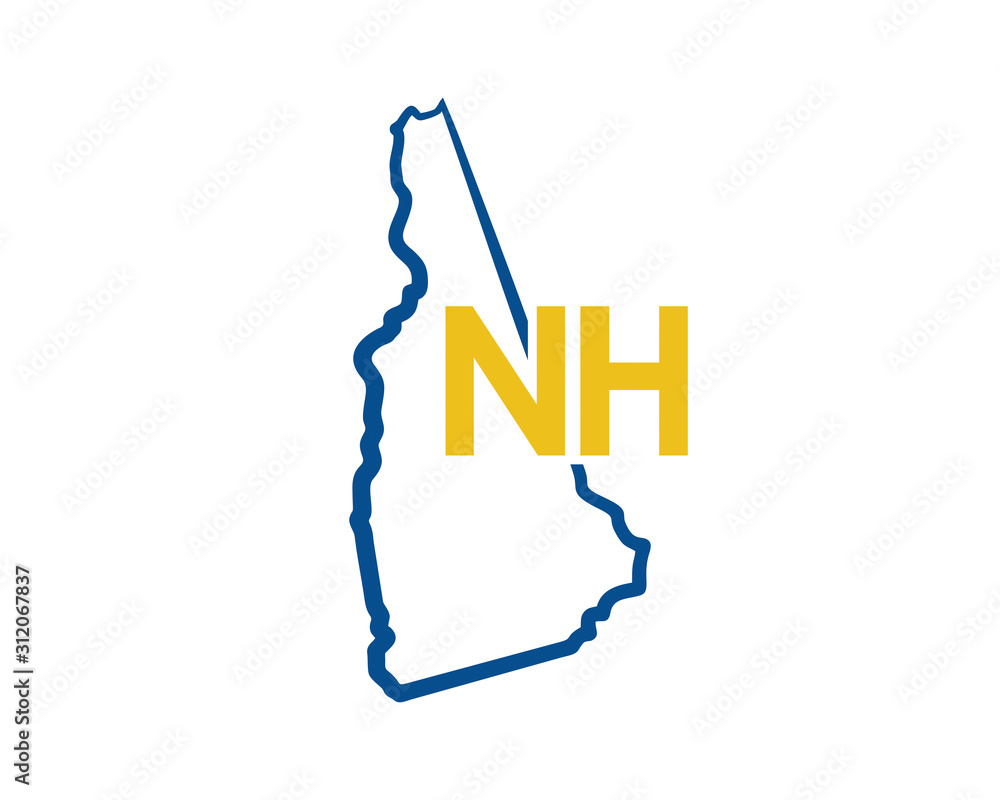 Outline New Hampshire Map And abbreviations Logo Design Template 002 ...