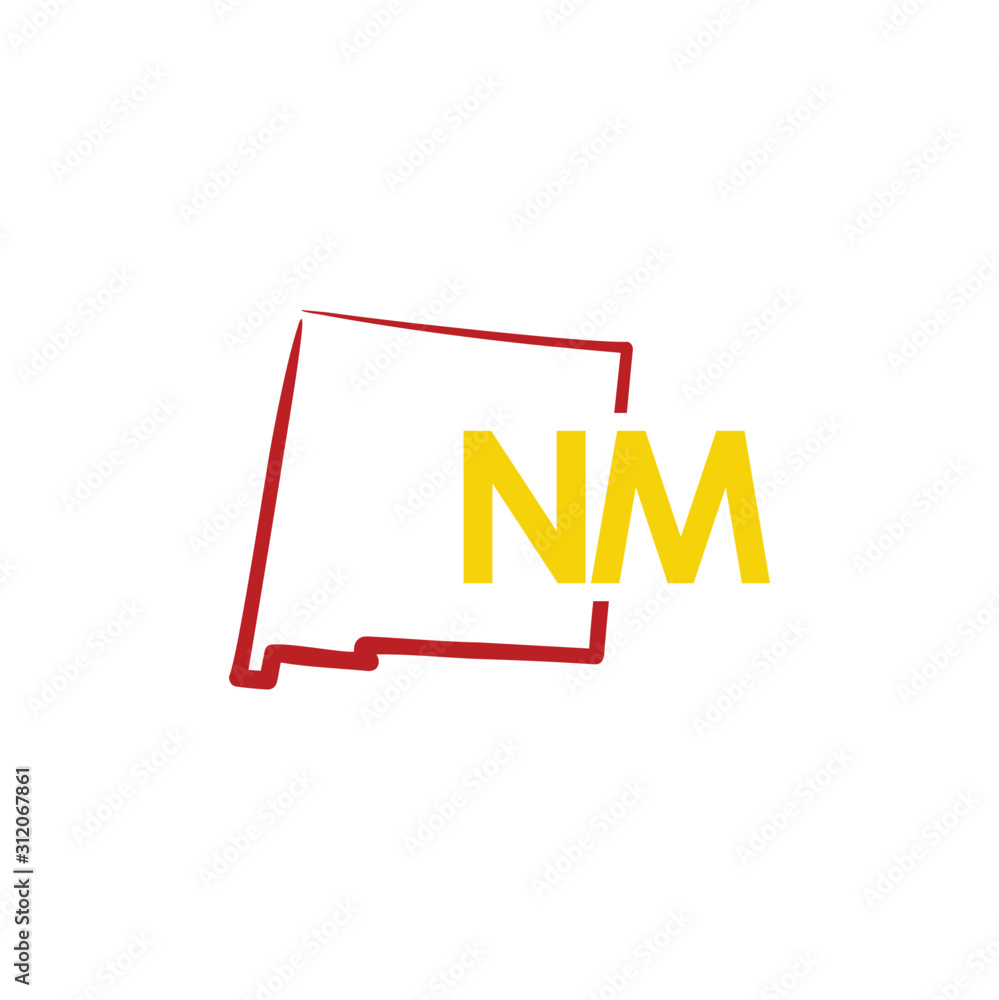 Outline New Mexico Map And abbreviations Logo Design Template 002 Stock ...