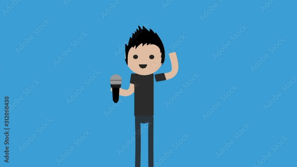 Character animation with colored background, performing speech ...