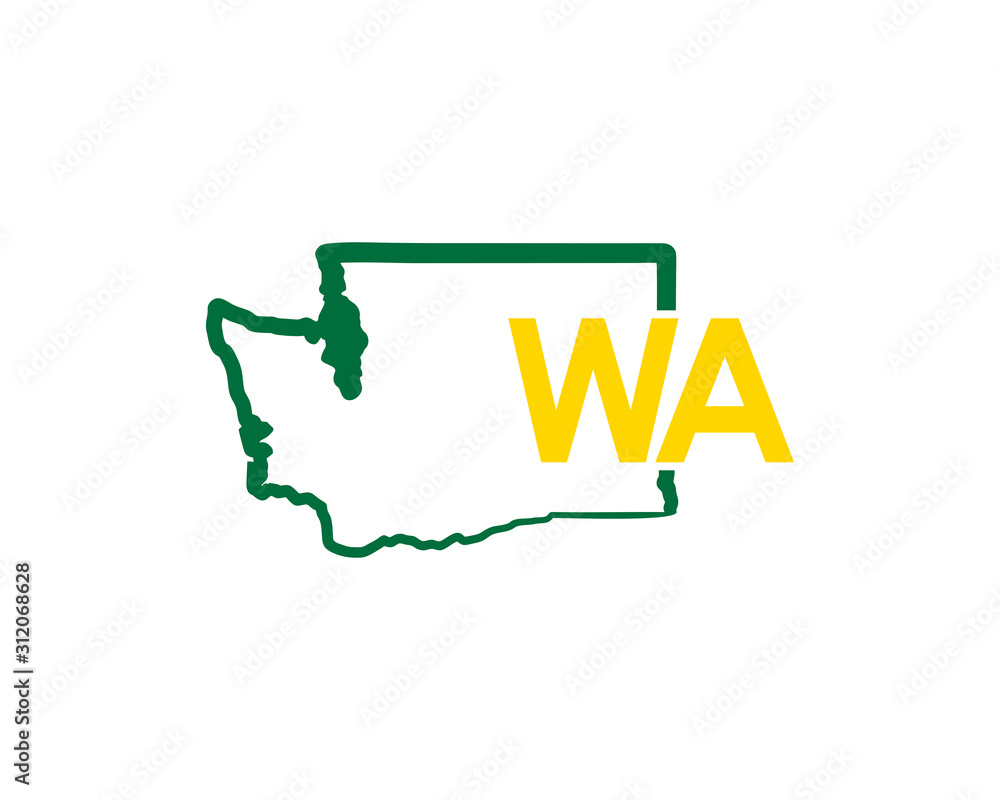 Outline Washington Map And abbreviations Logo Design Template 002 Stock ...