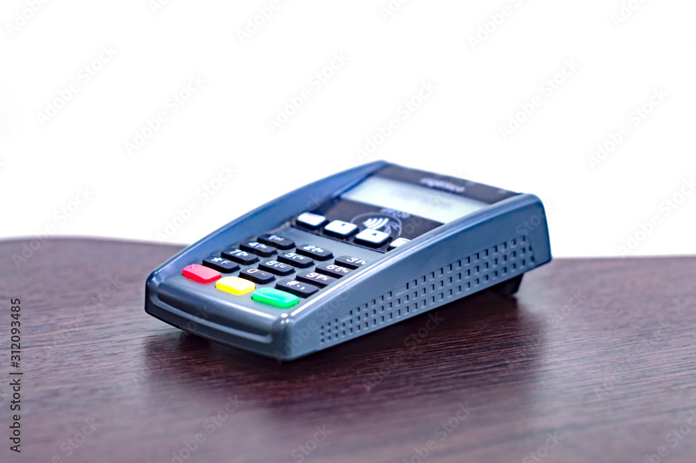 Terminal with a keyboard for payment by credit card and contactless ...