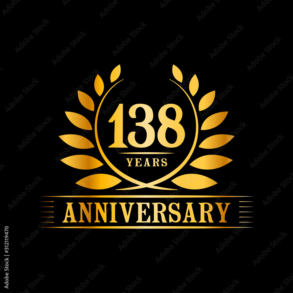 138 years logo design template. Anniversary vector and illustration ...