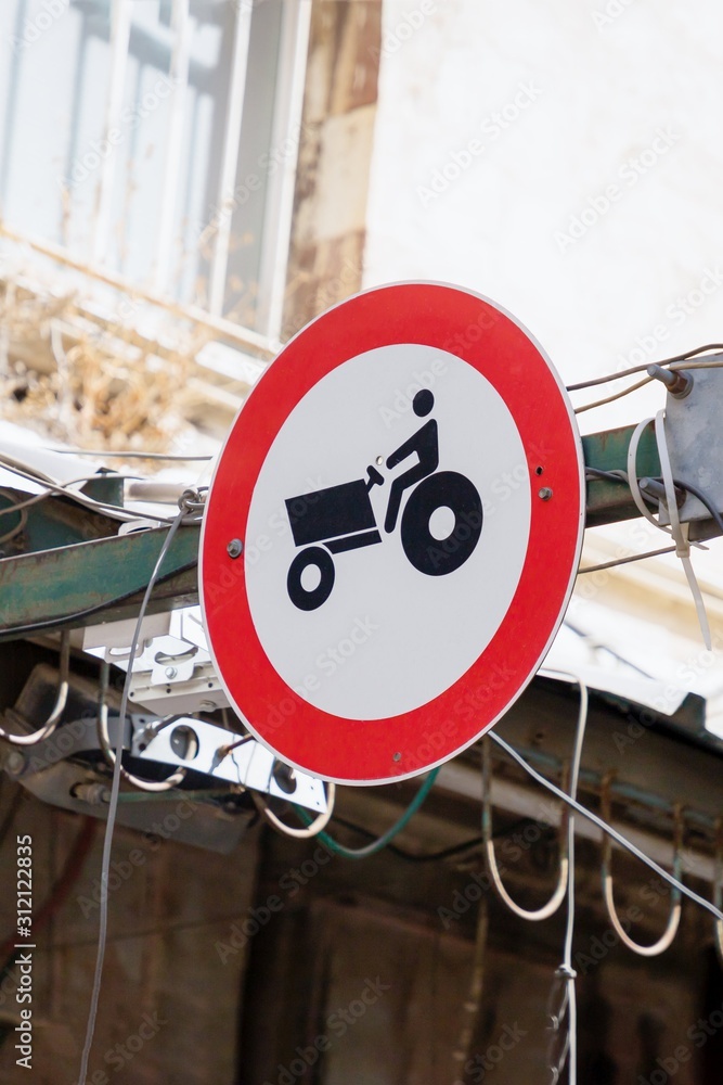 Tractor caution and warning sign, transportation sign with tractor ...