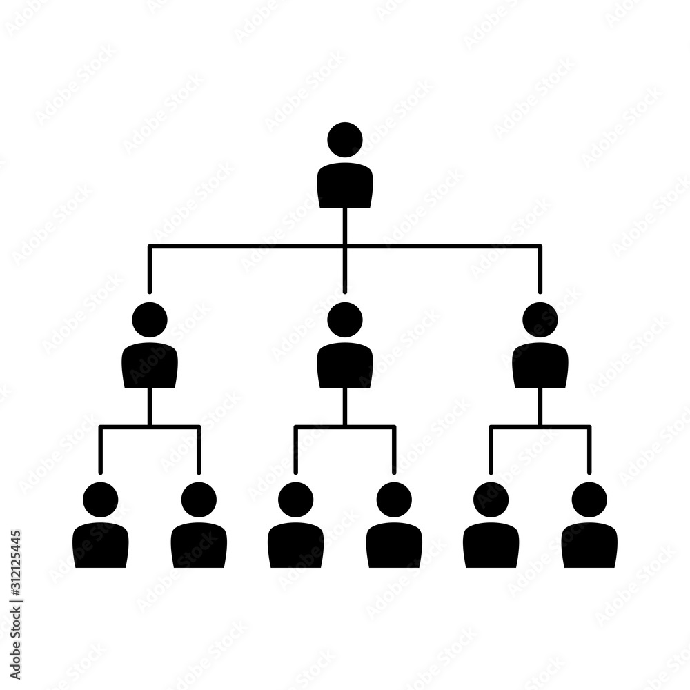 Organization Chart Silhouette with People isolated white background ...