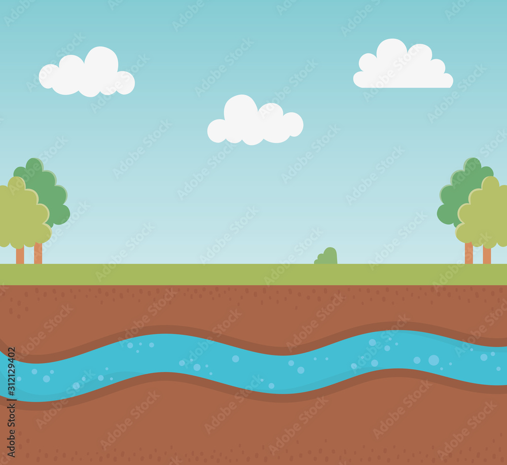 underground water ground section landscape Stock Vector | Adobe Stock