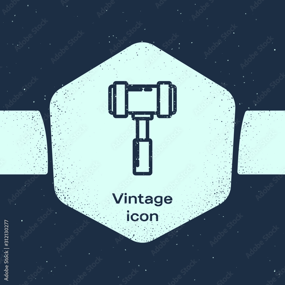 Grunge line Judge gavel icon isolated on blue background. Gavel for ...