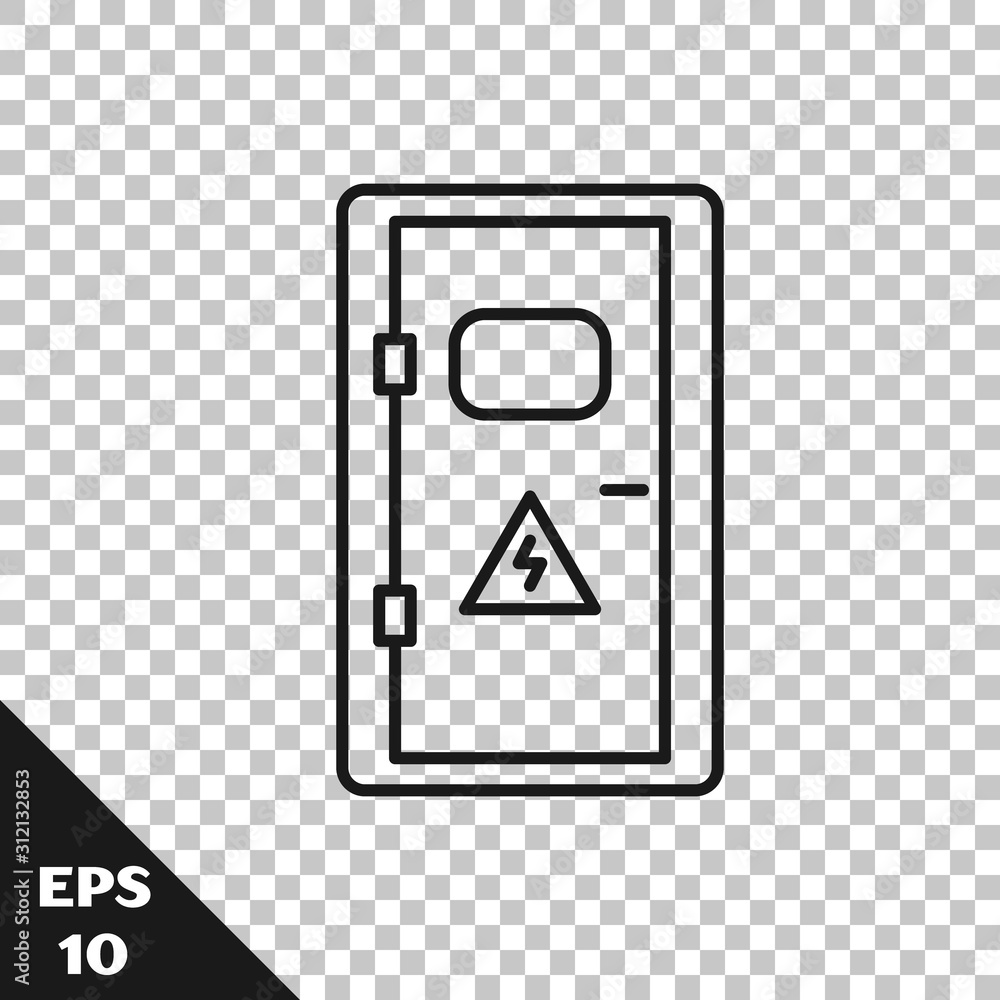 Black line Electrical cabinet icon isolated on transparent background ...