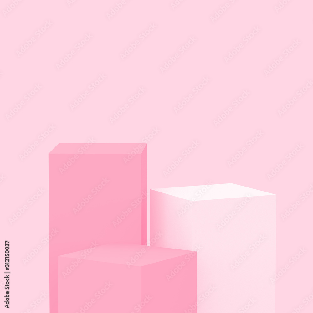 3d pink cubes square podium minimal studio background. Abstract 3d ...