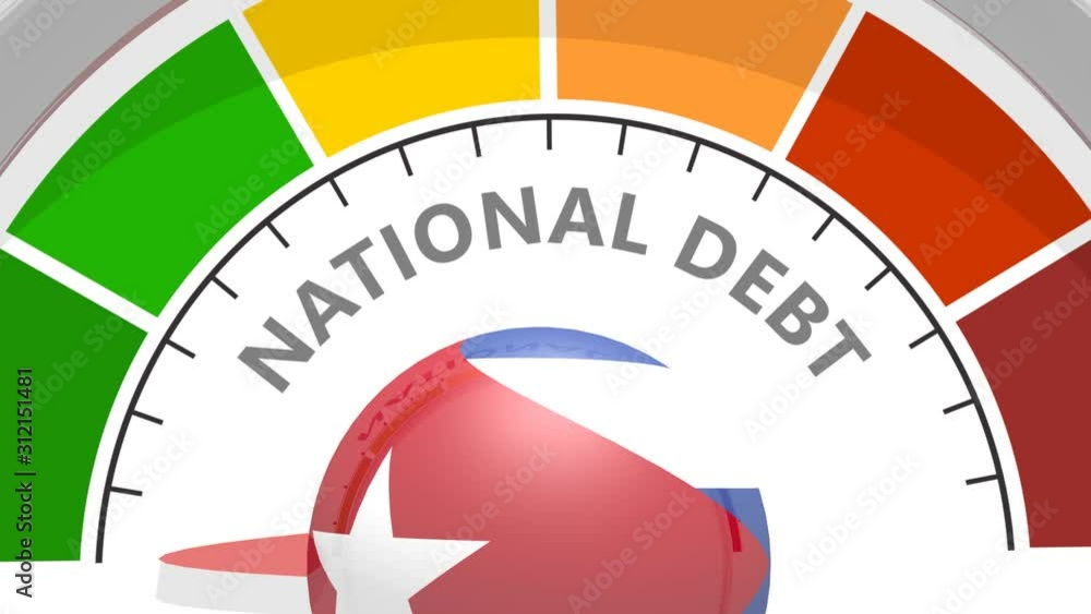 The measuring device read high level of national debt result. Color ...