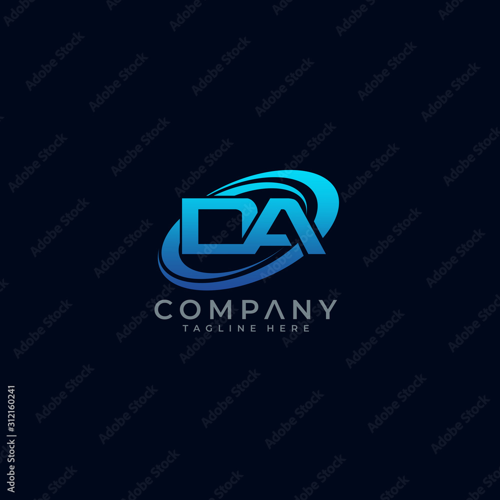 Letter DA Circle Swoosh Logo Design Vector Stock Vector | Adobe Stock