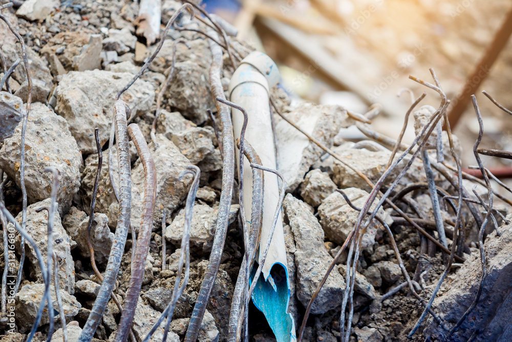 Rebar from the old building demolished. The rebar sticking up from ...