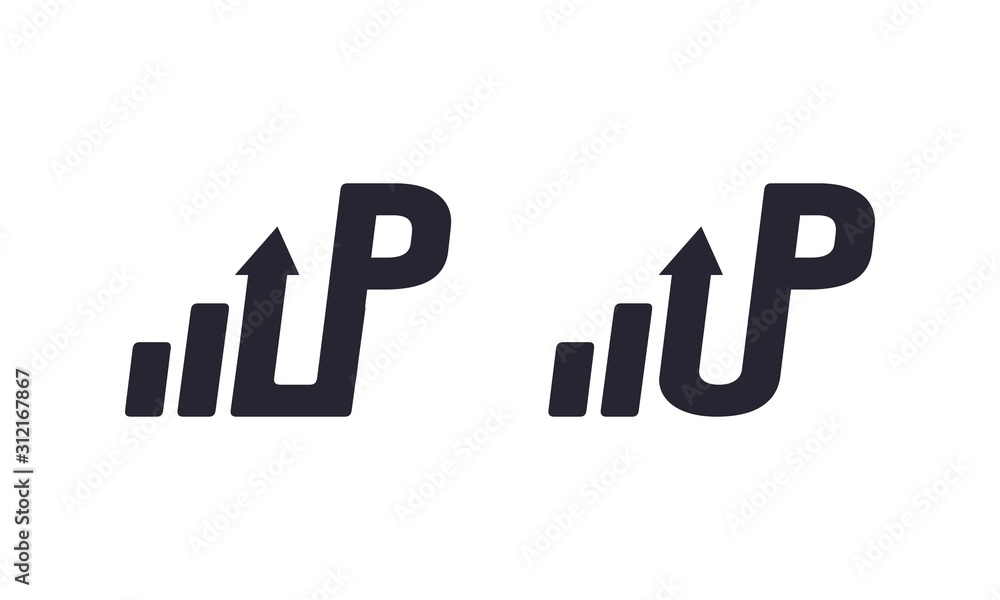 U And P Letter With Arrow And Chart For Design Vector Editable Stock u-and-p-letter-with-arrow-and-chart-for-design-vector-editable-stock