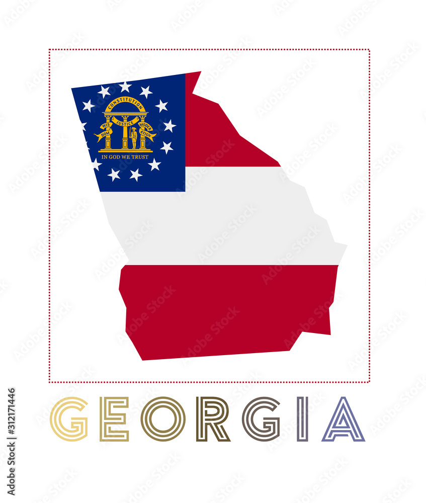 Georgia Logo. Map of Georgia with us state name and flag. Astonishing ...