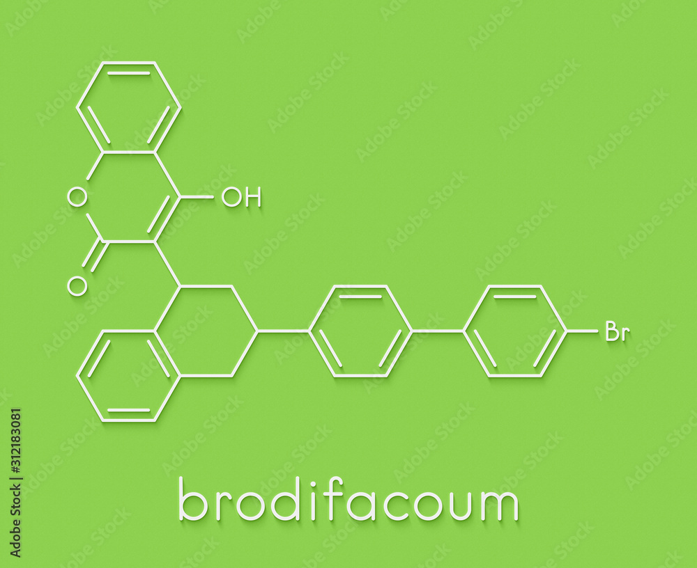 Brodifacoum rodenticide molecule. Skeletal formula. Stock Illustration ...