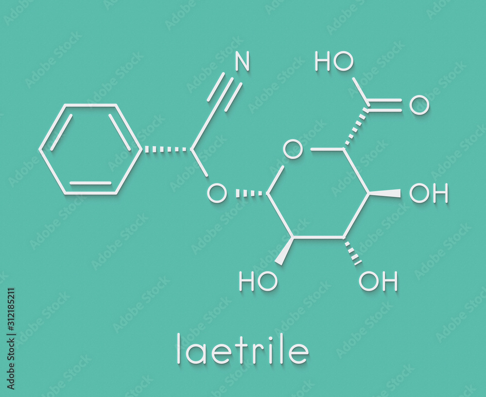 Laetrile molecule. Derivative of amygdalin. Used in quack cancer ...