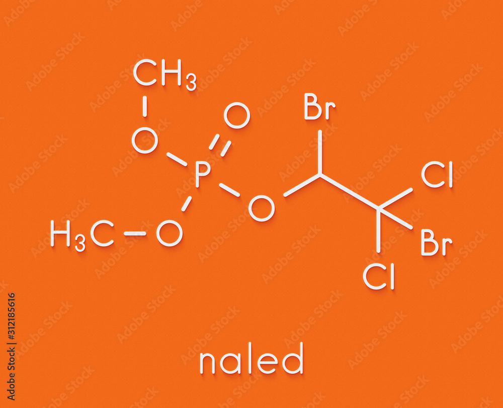 Naled insecticide molecule (organophosphate class). Skeletal formula ...